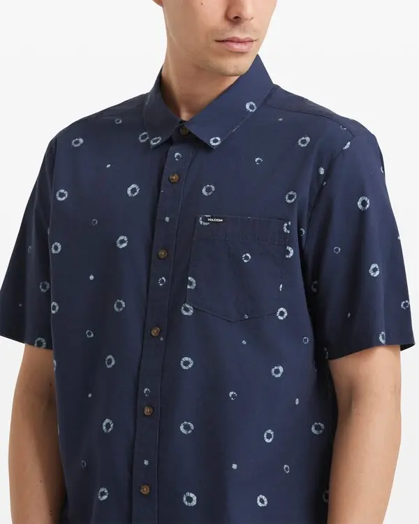 Volcom Scaler Stone Woven Short Sleeve Shirt - Dark Navy