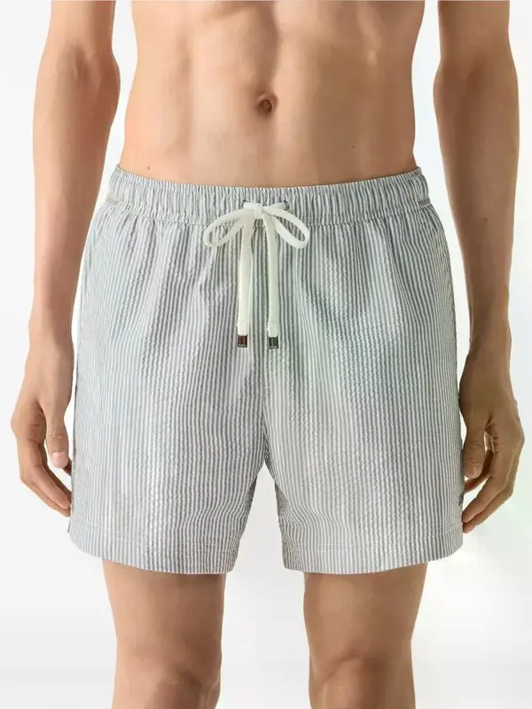 Zegna Striped Swim Trunks - White