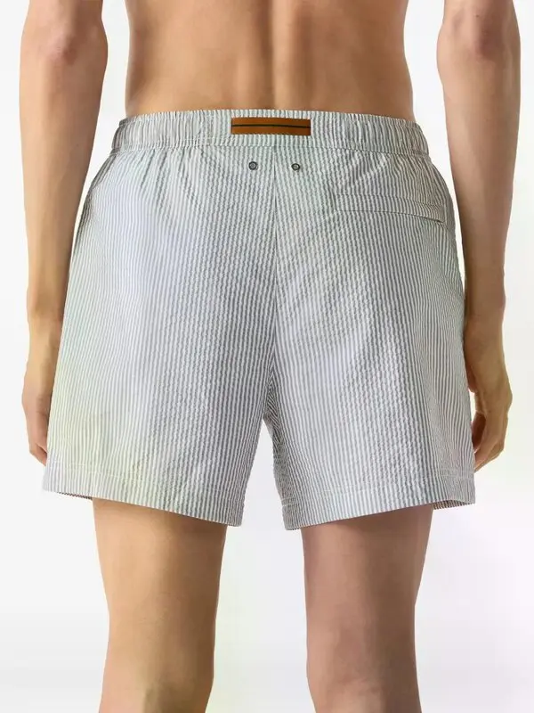 Zegna Striped Swim Trunks - White