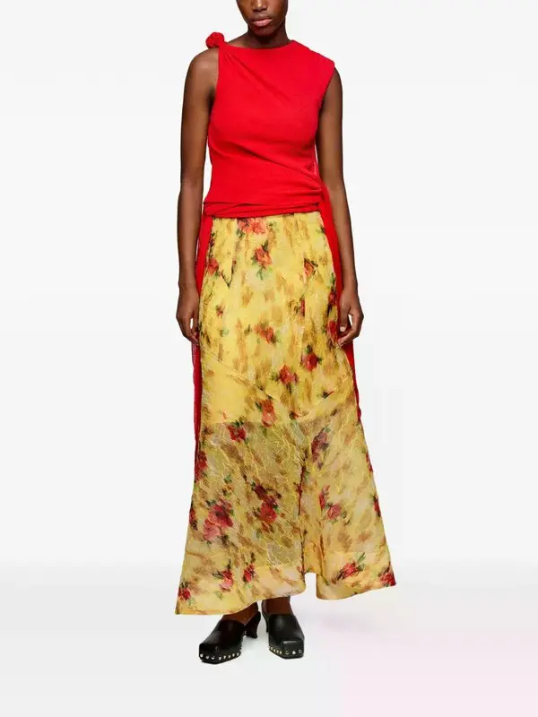 GANNI Floral-print Maxi Skirt - Yellow