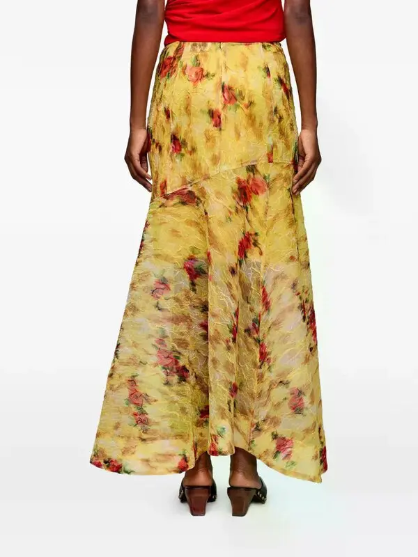 GANNI Floral-print Maxi Skirt - Yellow