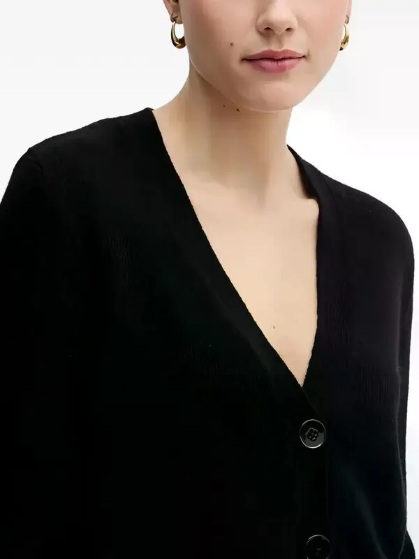 Sisley V-neck Buttoned Cardigan - Black