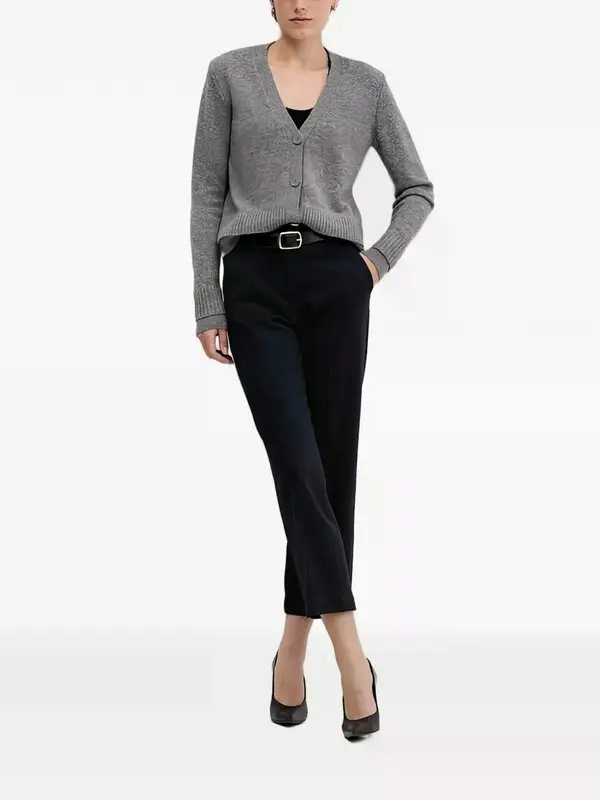 Sisley Button-down V-neck Cardigan - Grey
