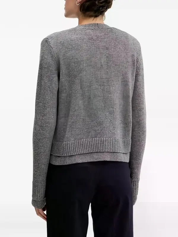 Sisley Button-down V-neck Cardigan - Grey
