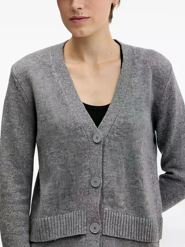 Sisley Button-down V-neck Cardigan - Grey