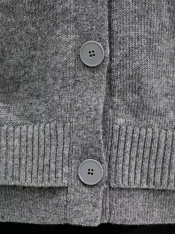 Sisley Button-down V-neck Cardigan - Grey