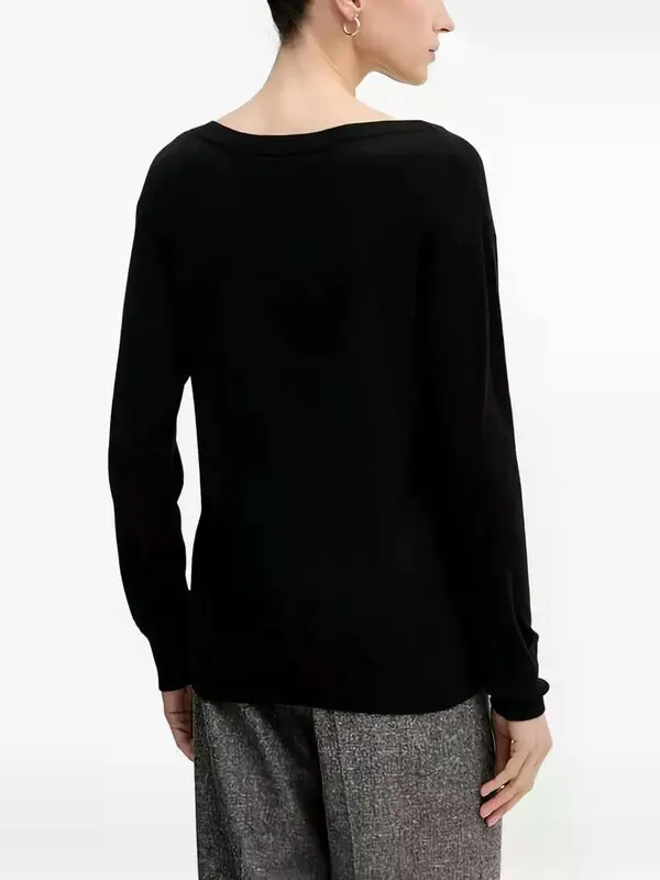 Sisley Boat Neck Knitwear With Ribbed Detailing - Black