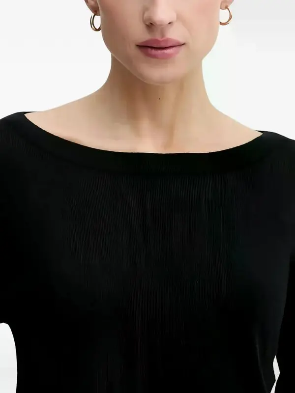 Sisley Boat Neck Knitwear With Ribbed Detailing - Black