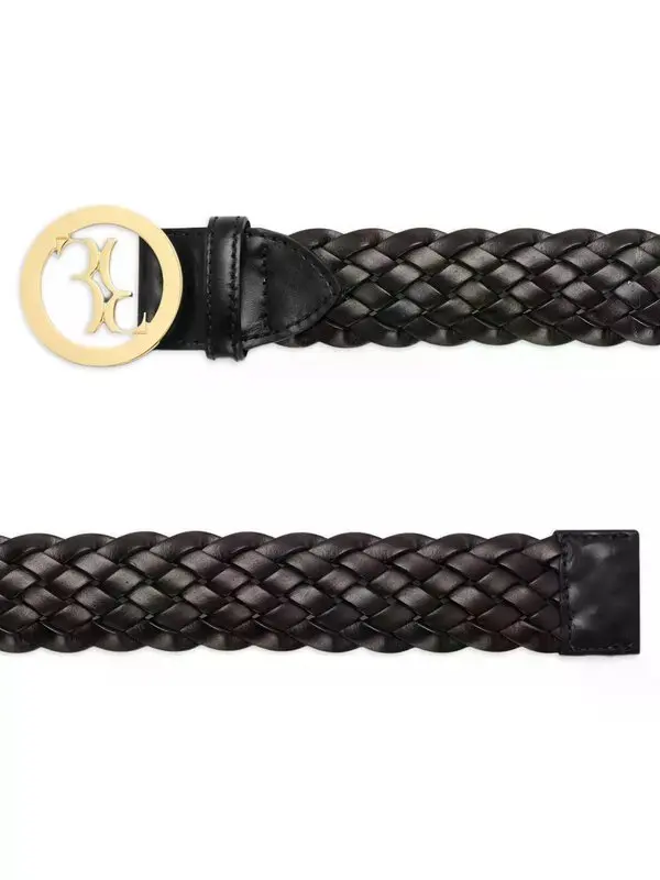 BILLIONAIRE Braided Leather Belt With Logo Buckle