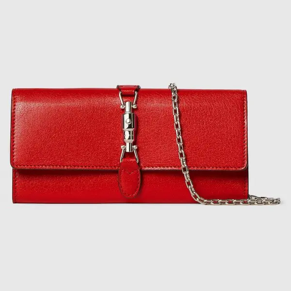 Gucci Jackie Wallet On Chain Leather - Red