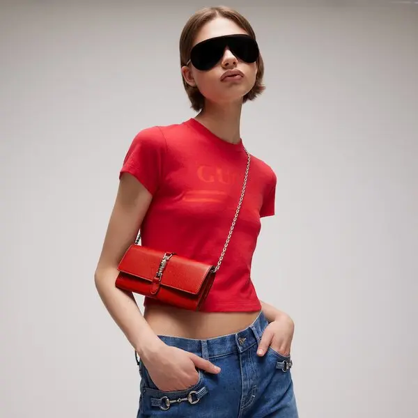 Gucci Jackie Wallet On Chain Leather - Red