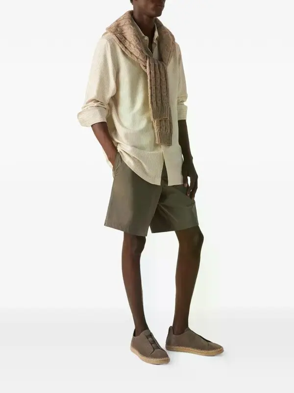 Zegna Striped Silk Shirt - Neutrals
