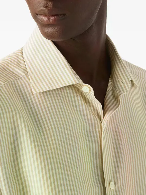 Zegna Striped Silk Shirt - Neutrals