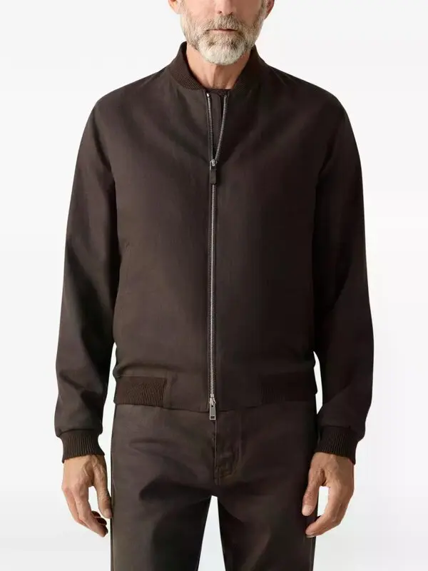 Zegna Oasi Lino Bomber Jacket - Brown