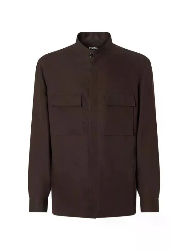 Zegna Oasi Lino Mandarin-collar Overshirt