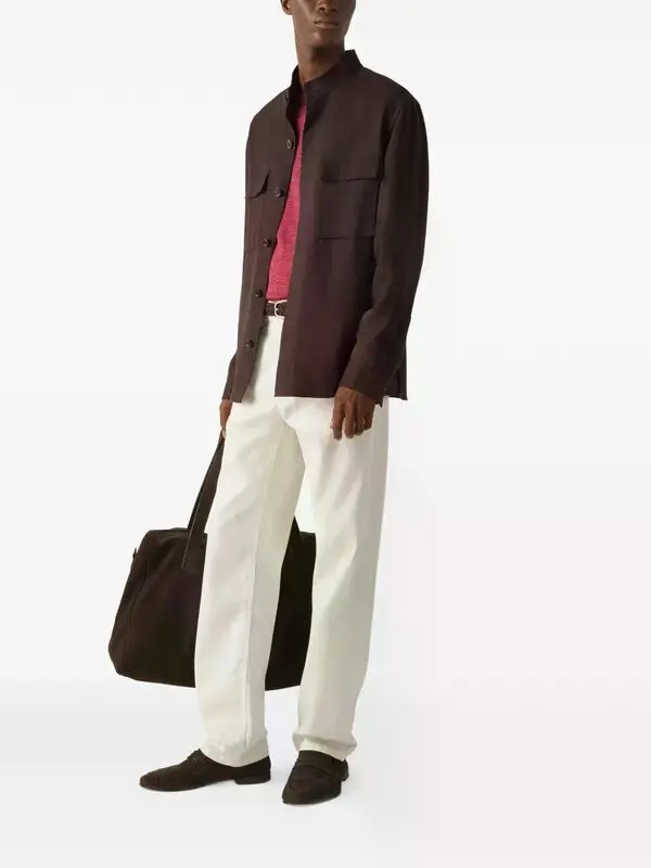 Zegna Oasi Lino Mandarin-collar Overshirt