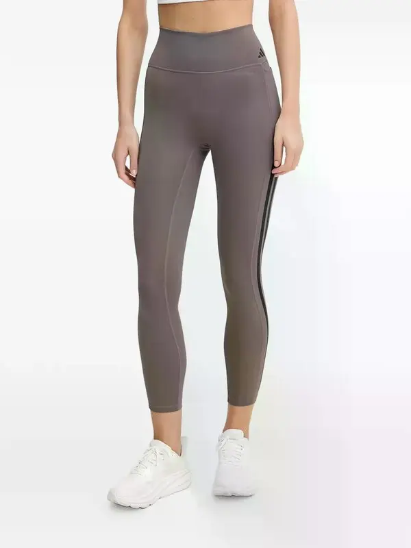 Adidas Optime Side-pocket 3-stripes Leggings - Grey
