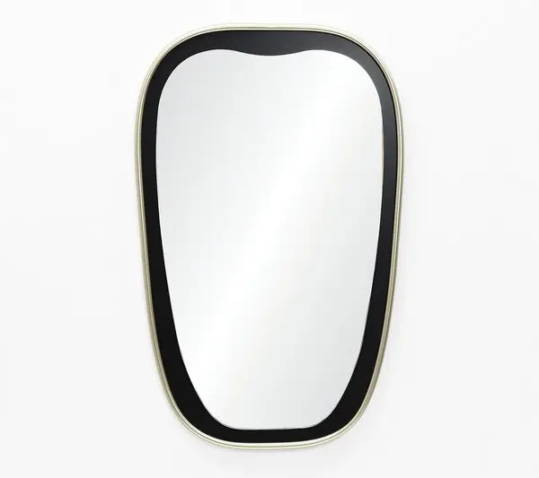 LUXEN HOME Luxenhome Oblong 30'h X 18'w Black & Gold Wall Mirror - One-color