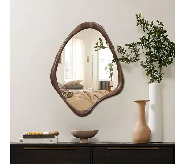 LUXEN HOME Luxenhome Brown Frame Irregular 29.5' H X 23.25 W Wall Mirror - One-color