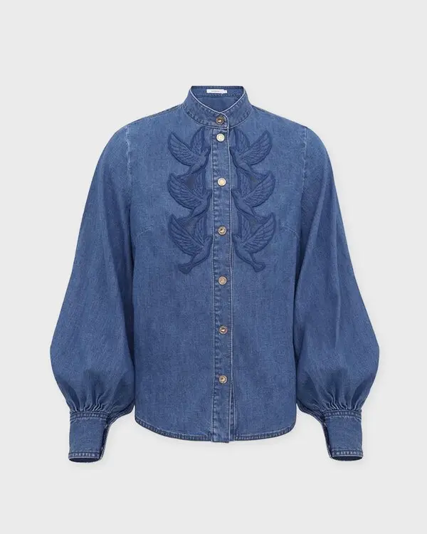 Zimmermann Denim Applique Shirt - Light Blue