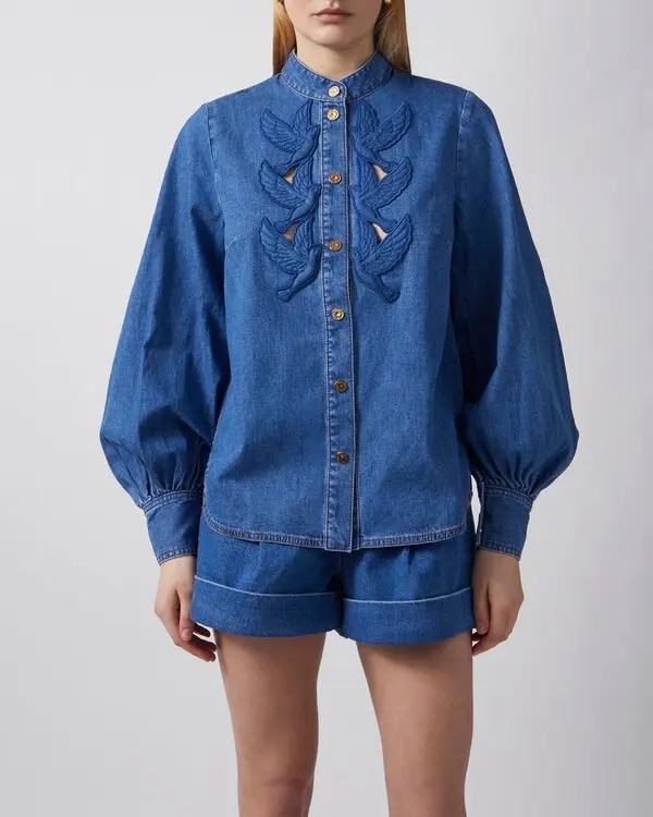 Zimmermann Denim Applique Shirt - Light Blue