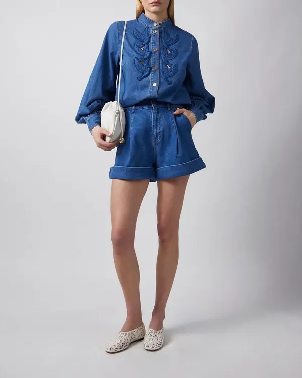 Zimmermann Denim Applique Shirt - Light Blue