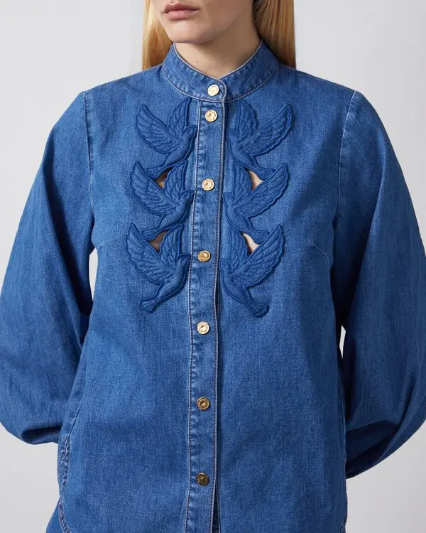 Zimmermann Denim Applique Shirt - Light Blue