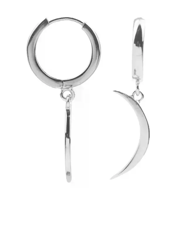 ALL THE LUCK IN THE WORLD Crescent Charm Hoop Earrings - Silver