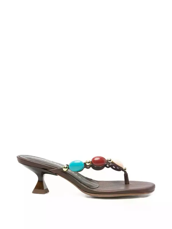 PEDRO MIRALLES Bead-embellished Sandals - Brown