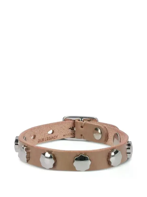 Our Legacy Studded Leather Bracelet - Neutrals