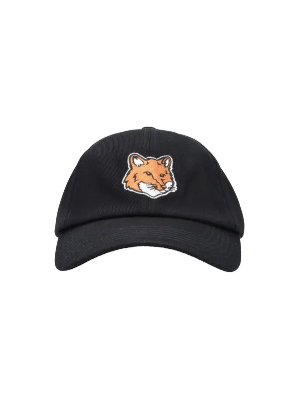 Maison Kitsuné Baseball Cap With Fox Head Logo - Black