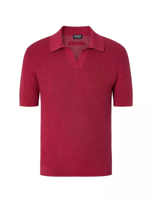 Zegna Textured Polo Shirt - Red