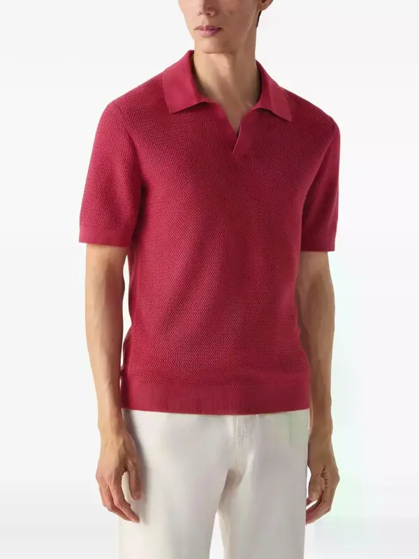 Zegna Textured Polo Shirt - Red