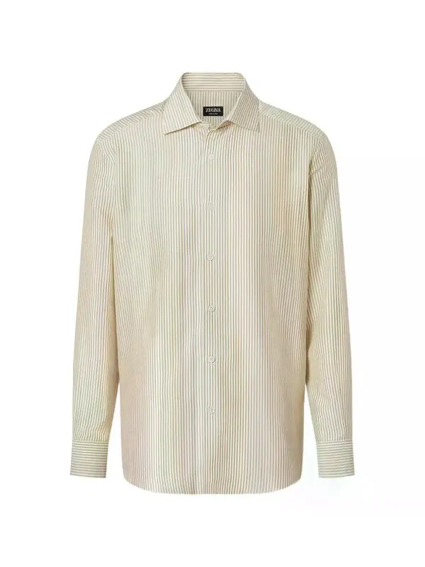 Zegna Striped Silk Shirt - Neutrals
