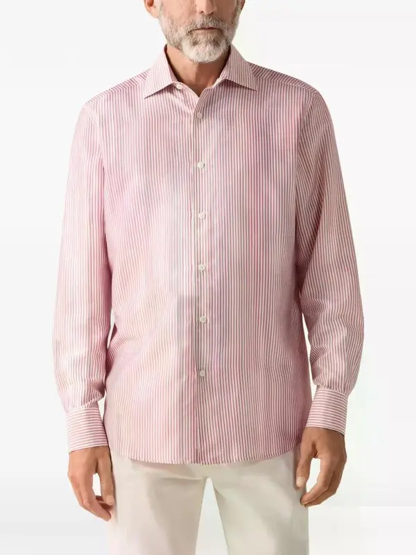 Zegna Striped Silk Shirt - Red
