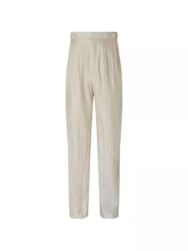 Zegna Pleated Striped Silk Trousers - Neutrals