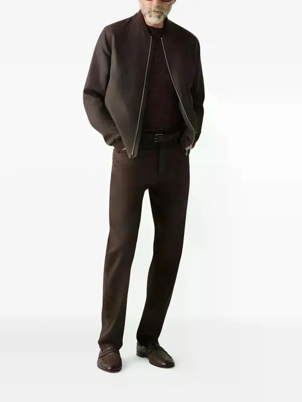Zegna Oasi Lino Bomber Jacket - Brown