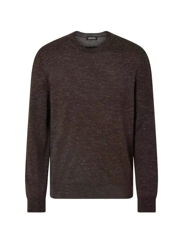 Zegna Oasi Mélange Crewneck Sweater - Brown