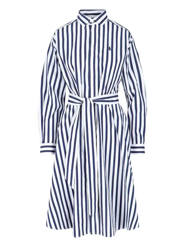 Polo Ralph Lauren Striped Midi Shirt Dress - Blue