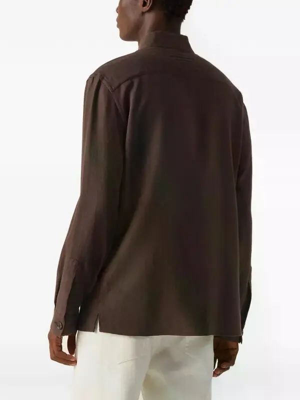 Zegna Oasi Lino Overshirt - Brown