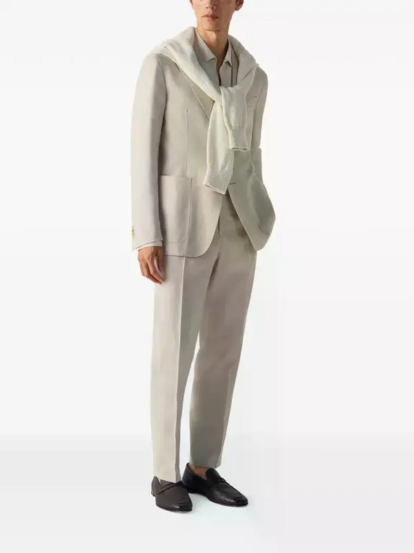 Zegna Single-breasted Patch-pocket Blazer - Neutrals