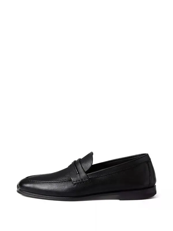 Zegna Leather Moccasin Loafers - Black