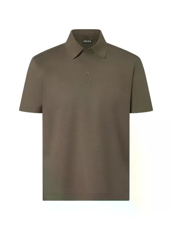 Zegna Dark Taupe Cotton Polo Shirt - Brown