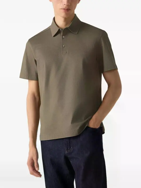 Zegna Dark Taupe Cotton Polo Shirt - Brown