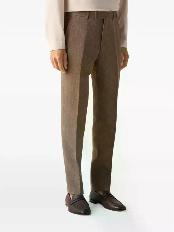 Zegna Striped Oasi Lino Trousers - Brown