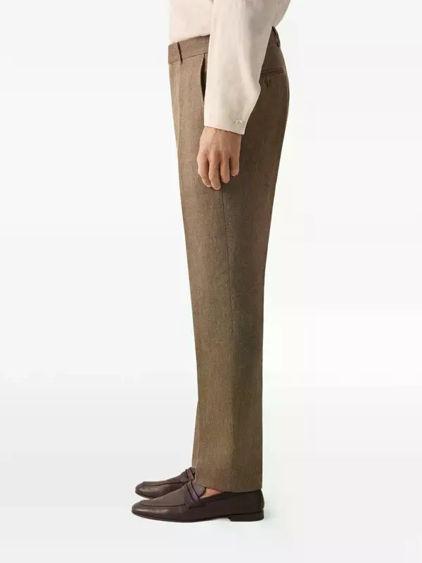 Zegna Striped Oasi Lino Trousers - Brown