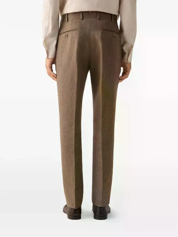 Zegna Striped Oasi Lino Trousers - Brown