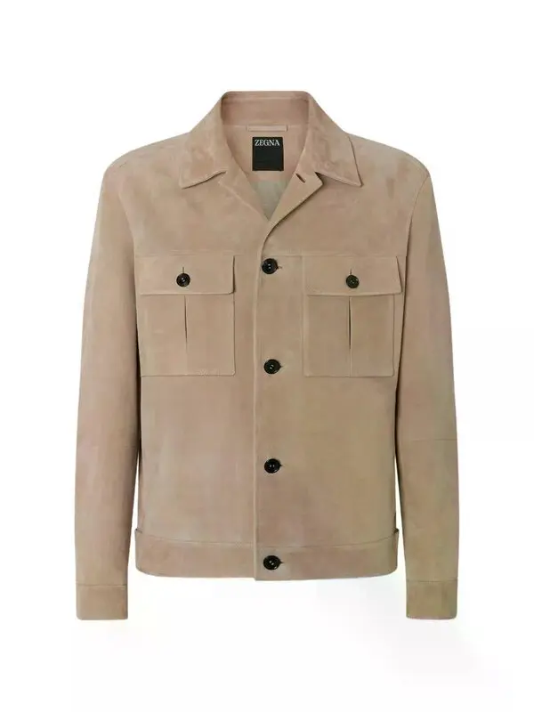 Zegna Buttoned Leather Blouson - Neutrals