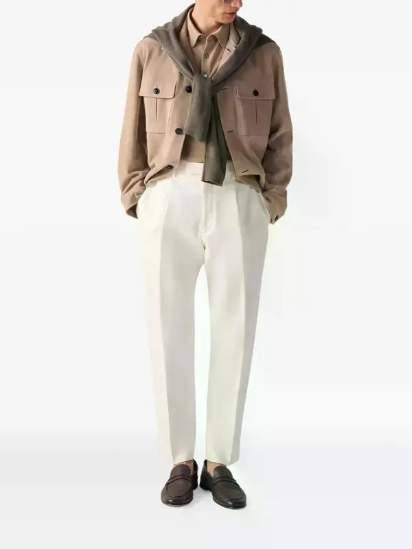 Zegna Buttoned Leather Blouson - Neutrals