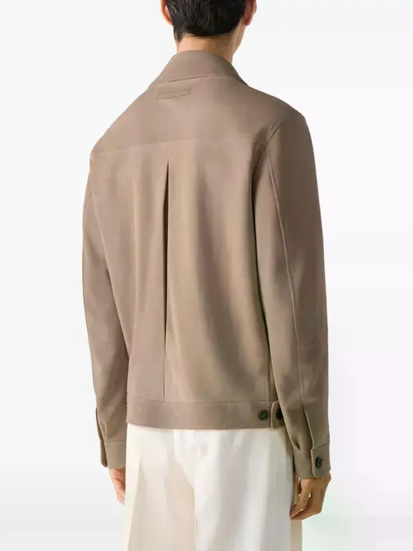Zegna Buttoned Leather Blouson - Neutrals